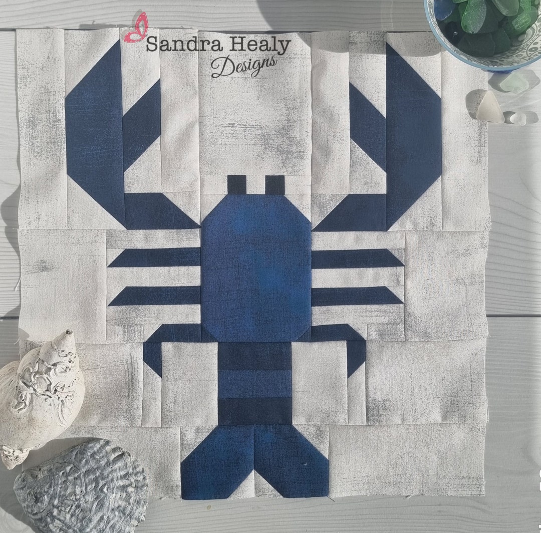 Lobster Nautical Quilt Block Pattern, Machine-pieced, Instant Download ...