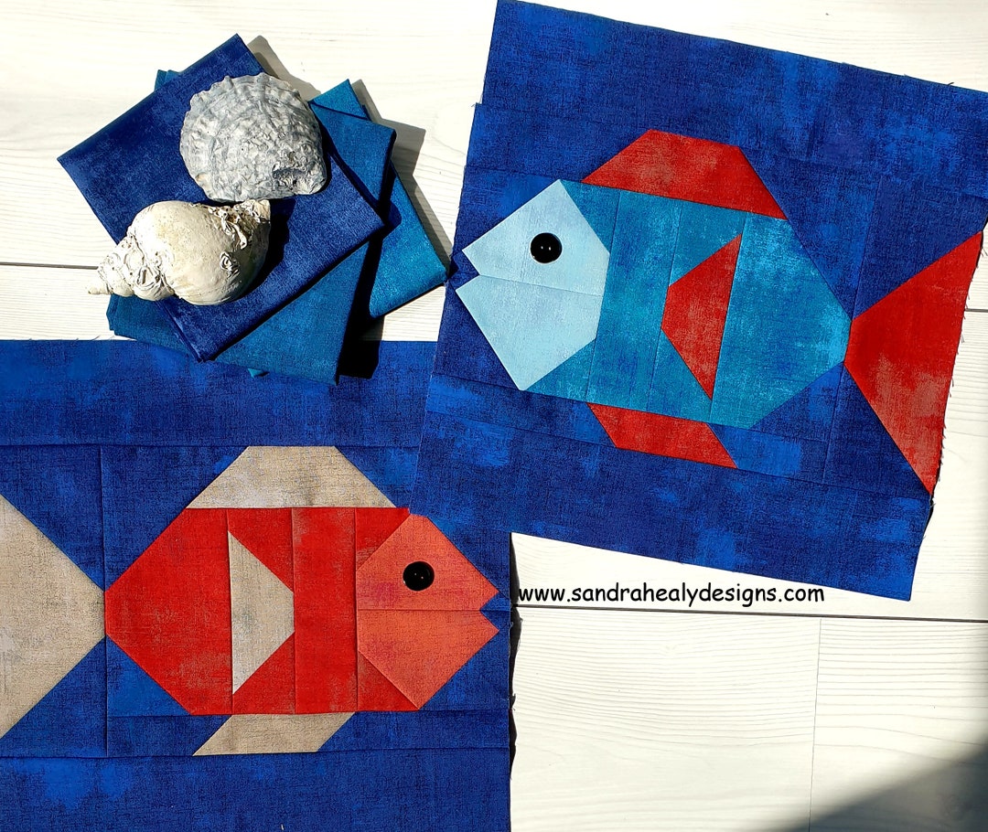 Fish Quilt Block Pattern: Nautical Patchwork (PDF Instant Download) - Etsy