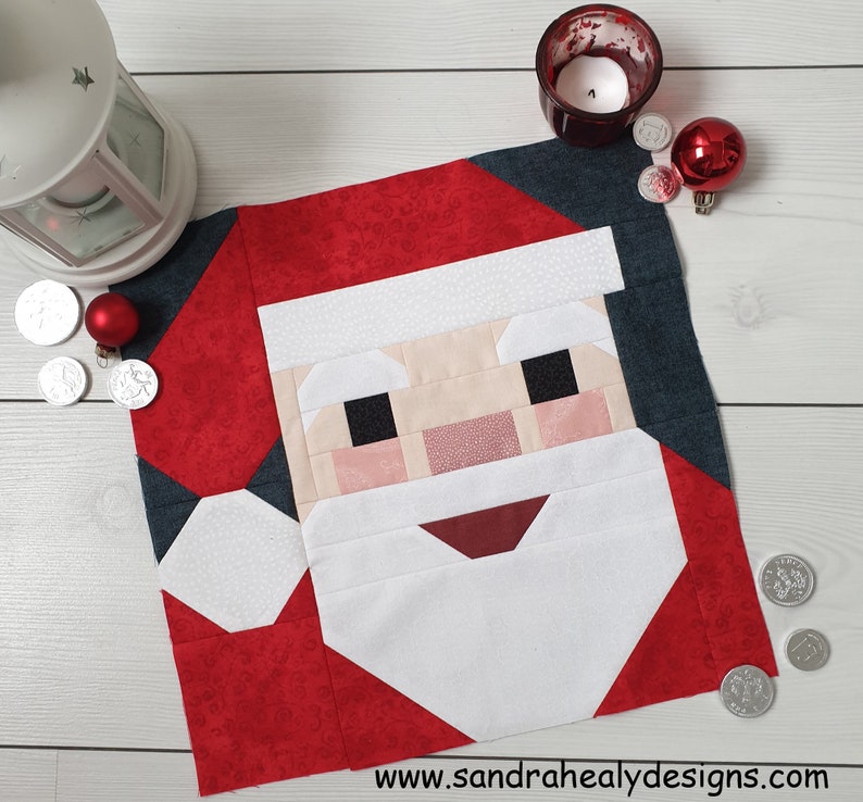 Santa Christmas Quilt Block Pattern, Machine Pieced, PDF Instant ...