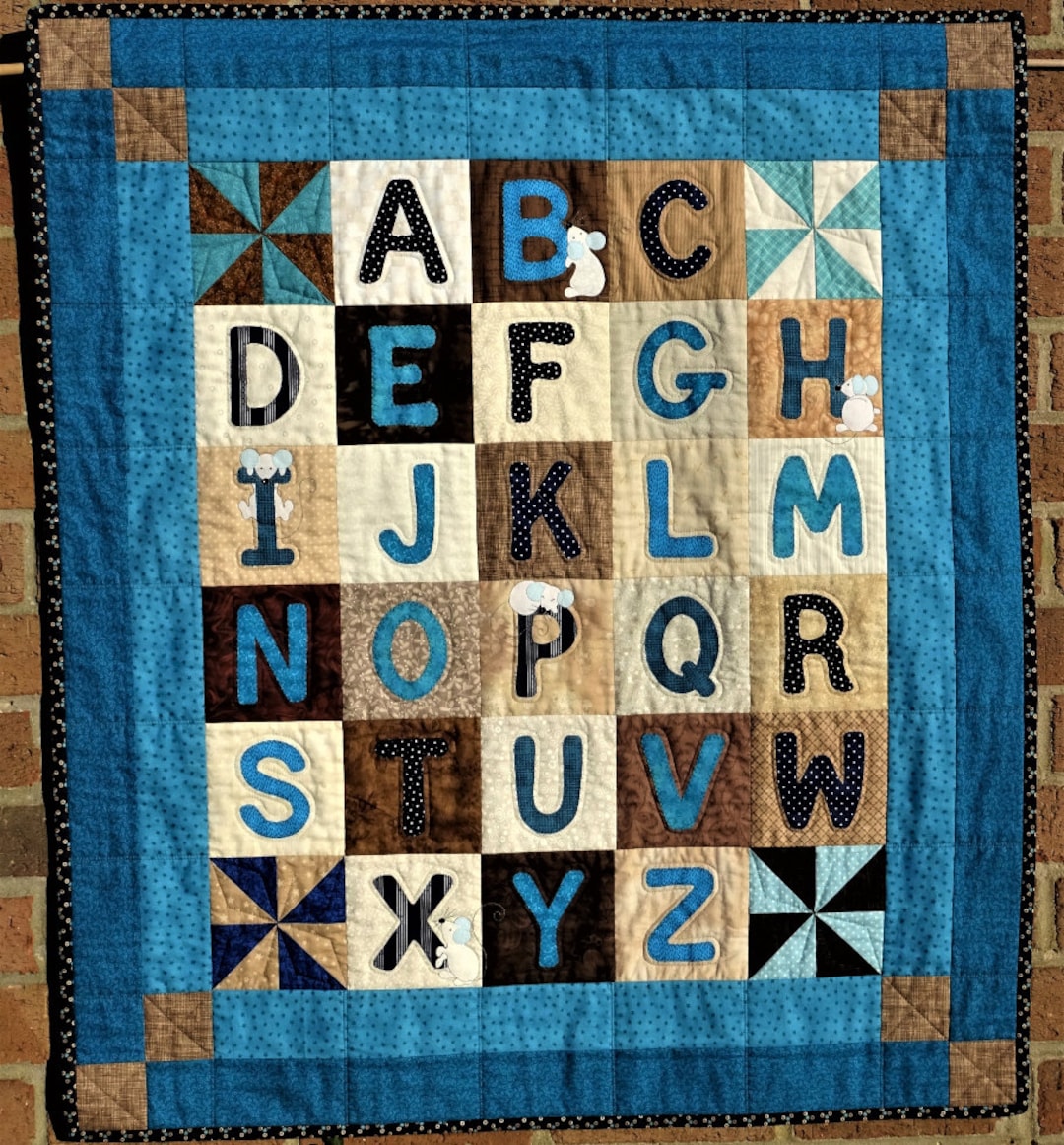 Alphabet Quilt With Applique Mice, Instant Digital Download PDF - Etsy