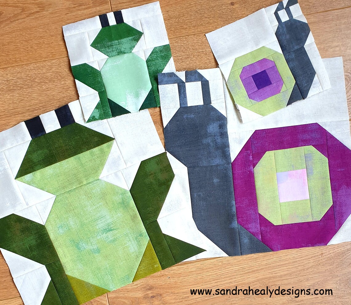 Snail Butterfly and Frog Quilt Block Pattern Set 12 - Etsy