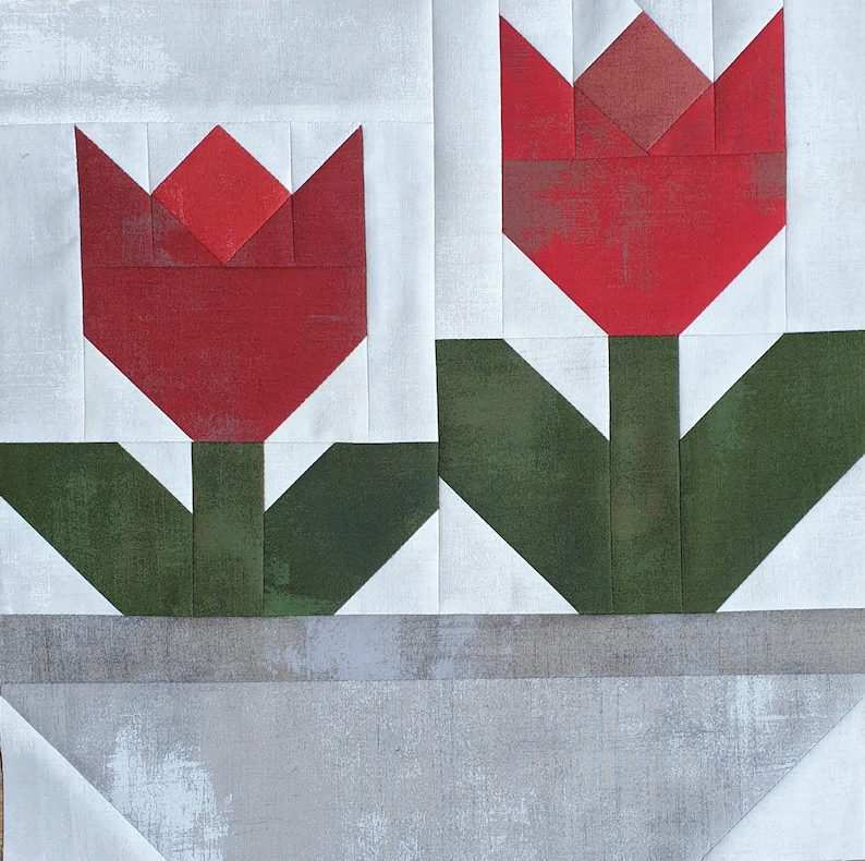 Flower Tulip Quilt Block Pattern, Machine Pieced, Digital PDF Instant ...