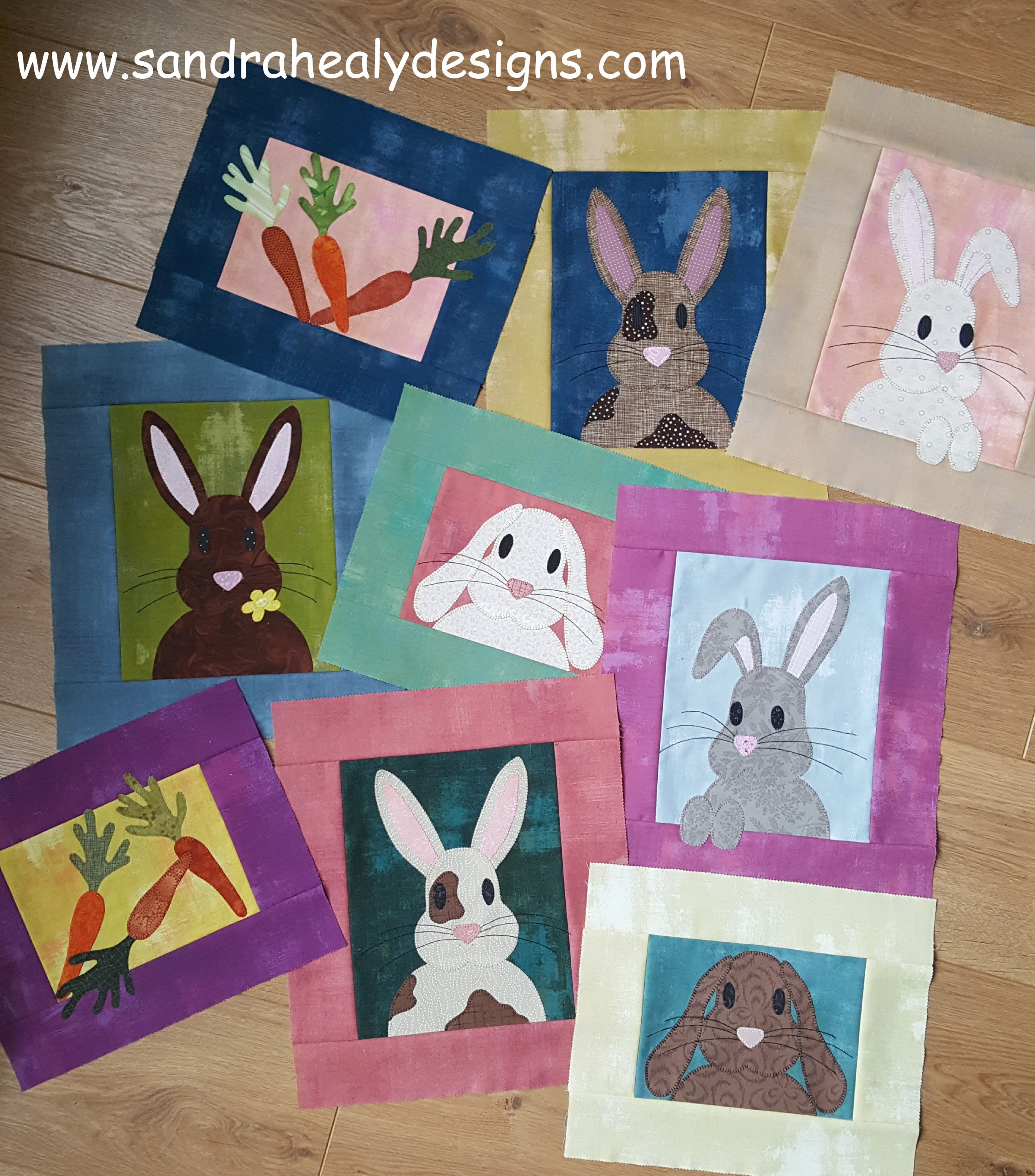 Bunny Rabbit Applique Quilt Pattern: Baby Cot, Wall Hanging (digital ...