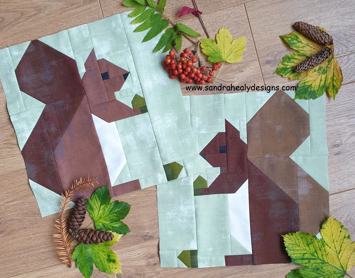 Squirrel Quilt Block Pattern Machine Pieced PDF Instant - Etsy