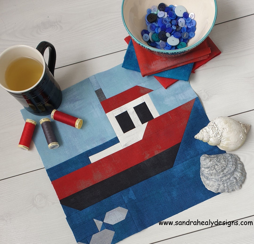 Nautical Boat Quilt Block Pattern, Machine Pieced, Digital PDF Instant ...