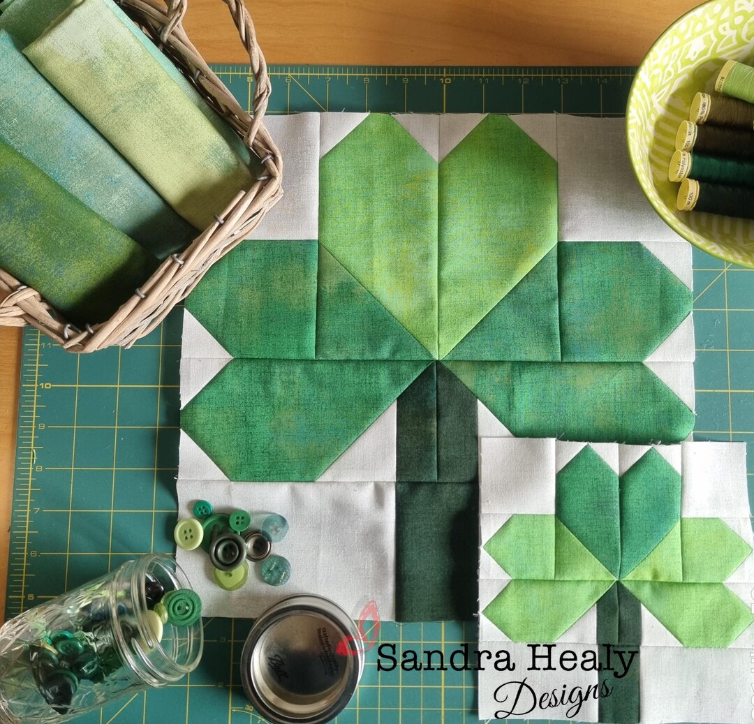 Shamrock St Patrick's Quilt Block, Machine Pieced, Digital Download - Etsy