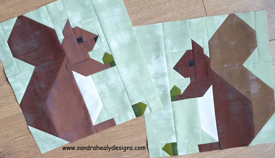 Squirrel Quilt Block Pattern Machine Pieced PDF Instant - Etsy