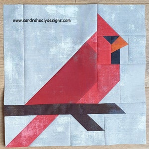 Cardinal Quilt Block Pattern, Machine Pieced, PDF Instant Download ...