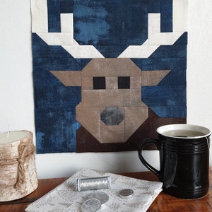 Reindeer Christmas Quilt Block Pattern, Machine Pieced, PDF Digital ...