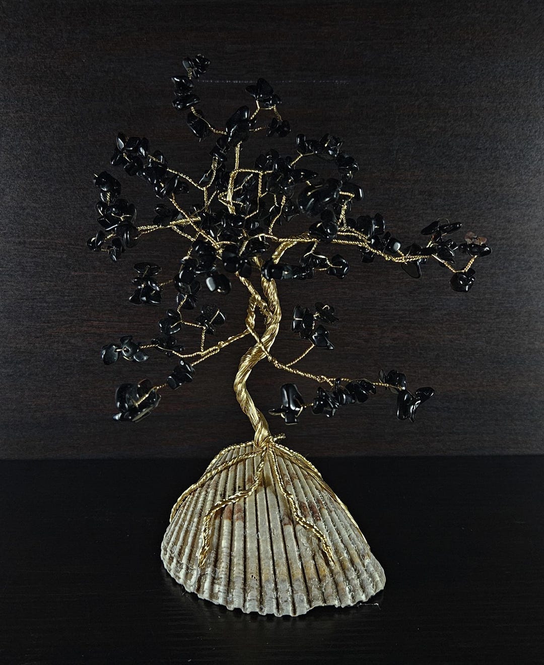 Obsidian Gemstone Wire Tree With Natural Shell Base - Etsy