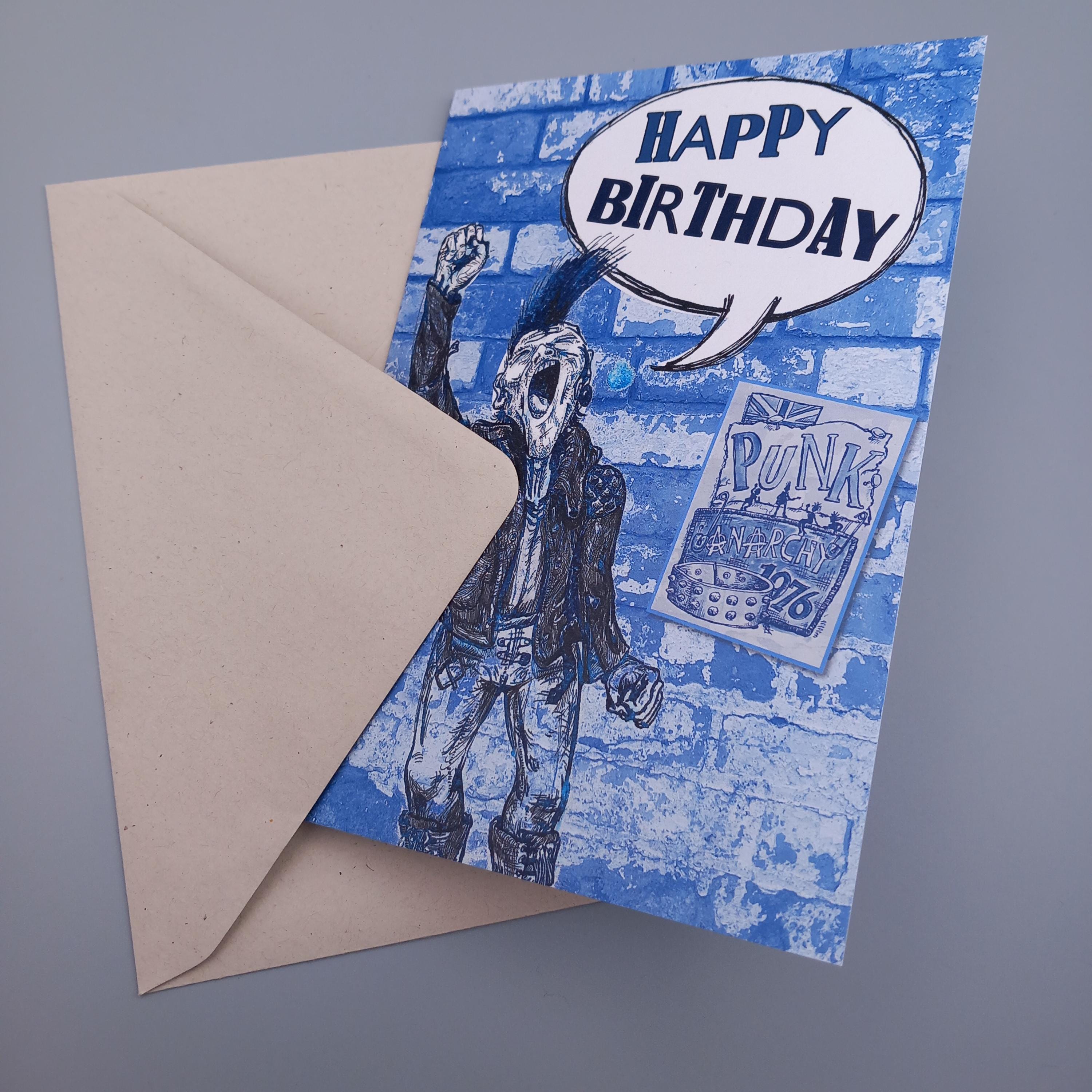 Punk Birthday Card, Punk Art Card, Punk Rock Art, 1970's Punk Card for ...