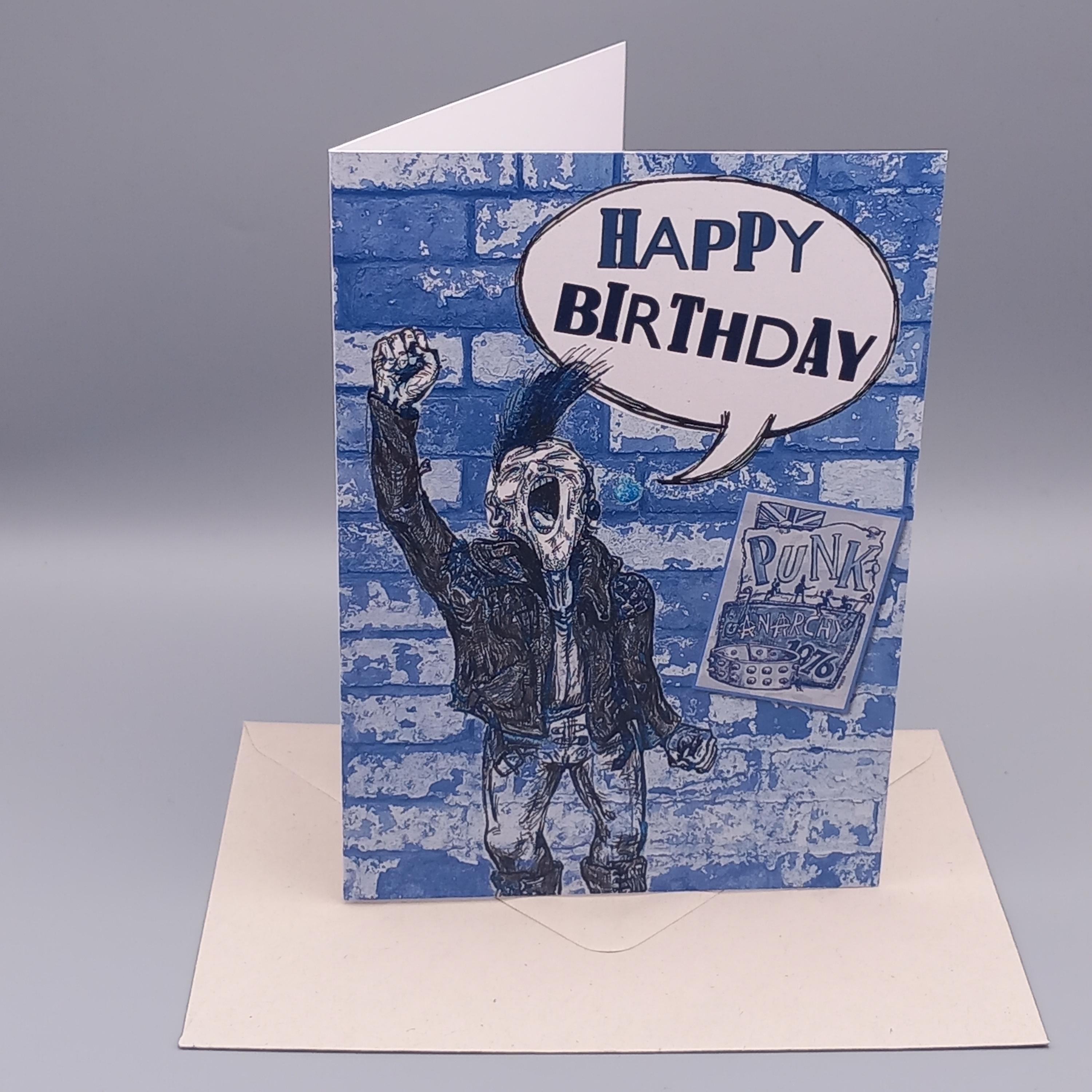 Punk Birthday Card, Punk Art Card, Punk Rock Art, 1970's Punk Card for ...