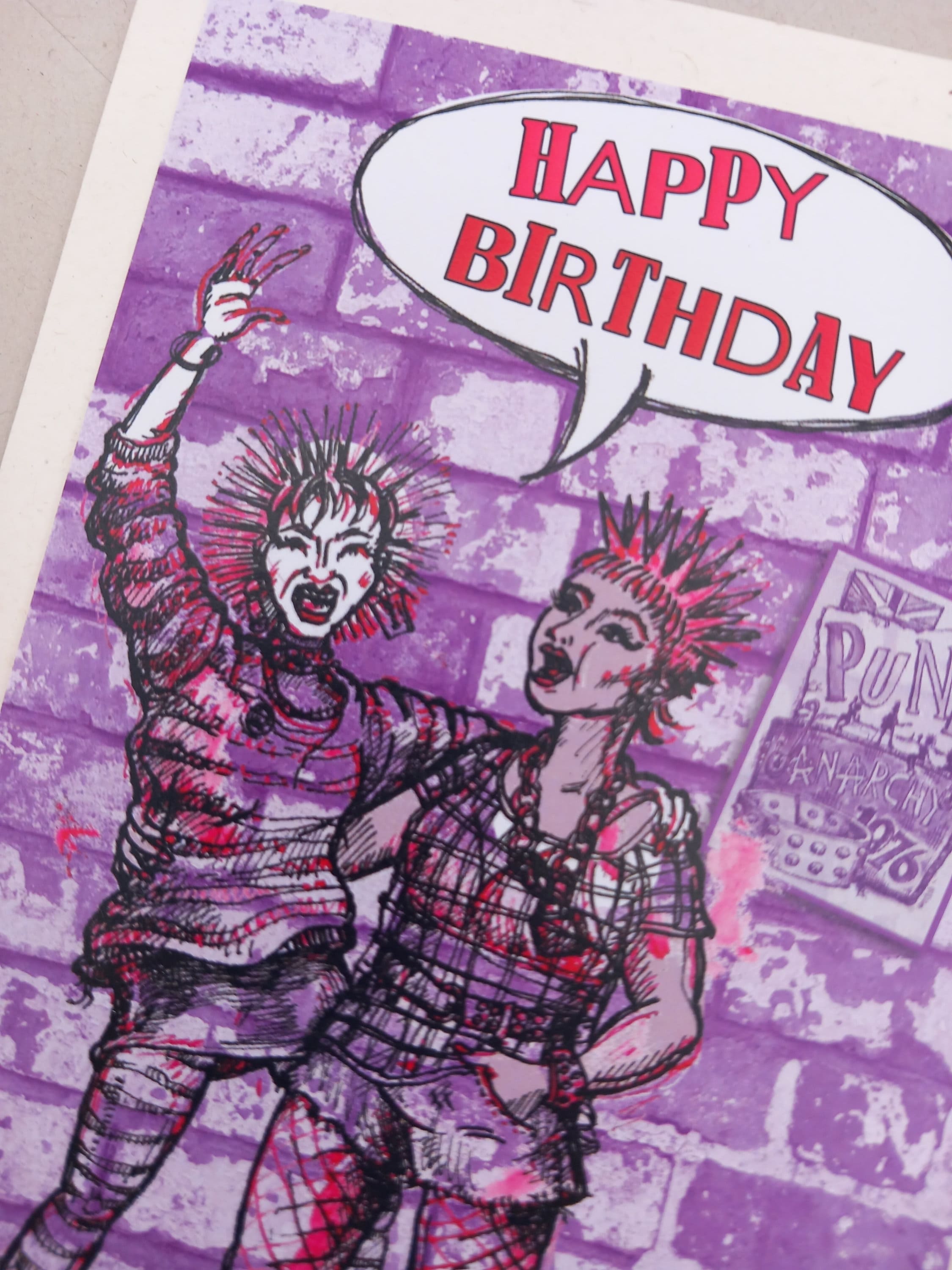 Punk Birthday Card, Punk Art Card, Punk Rock Art, 1970's Punk Card ...