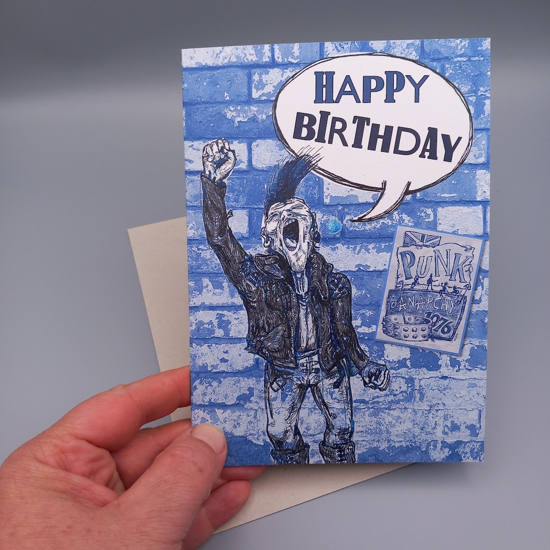 Punk Birthday Card, Punk Art Card, Punk Rock Art, 1970's Punk Card for ...