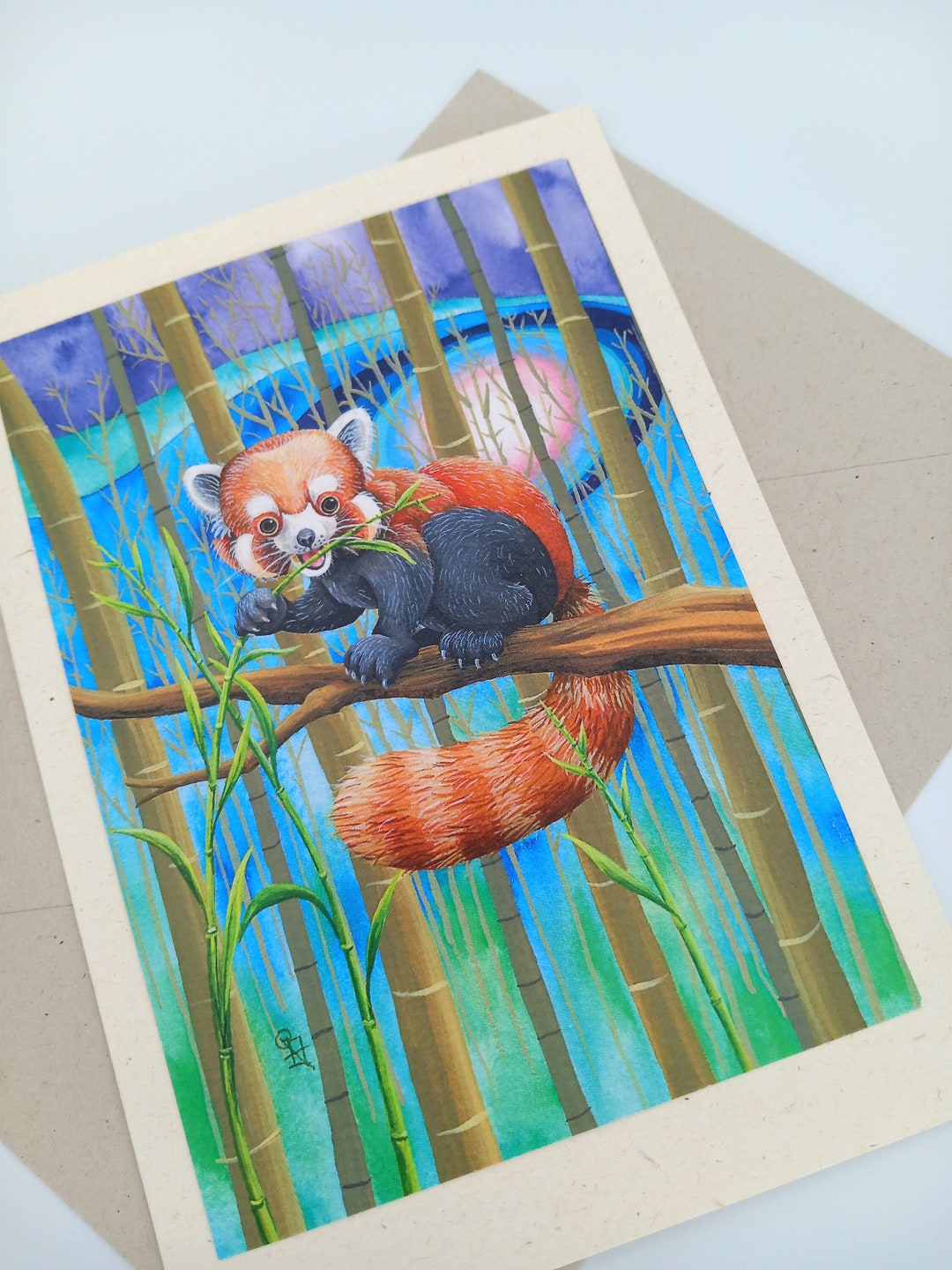 Red Panda Card, Eco Friendly Card, Red Panda Art, Wildlife Card ...