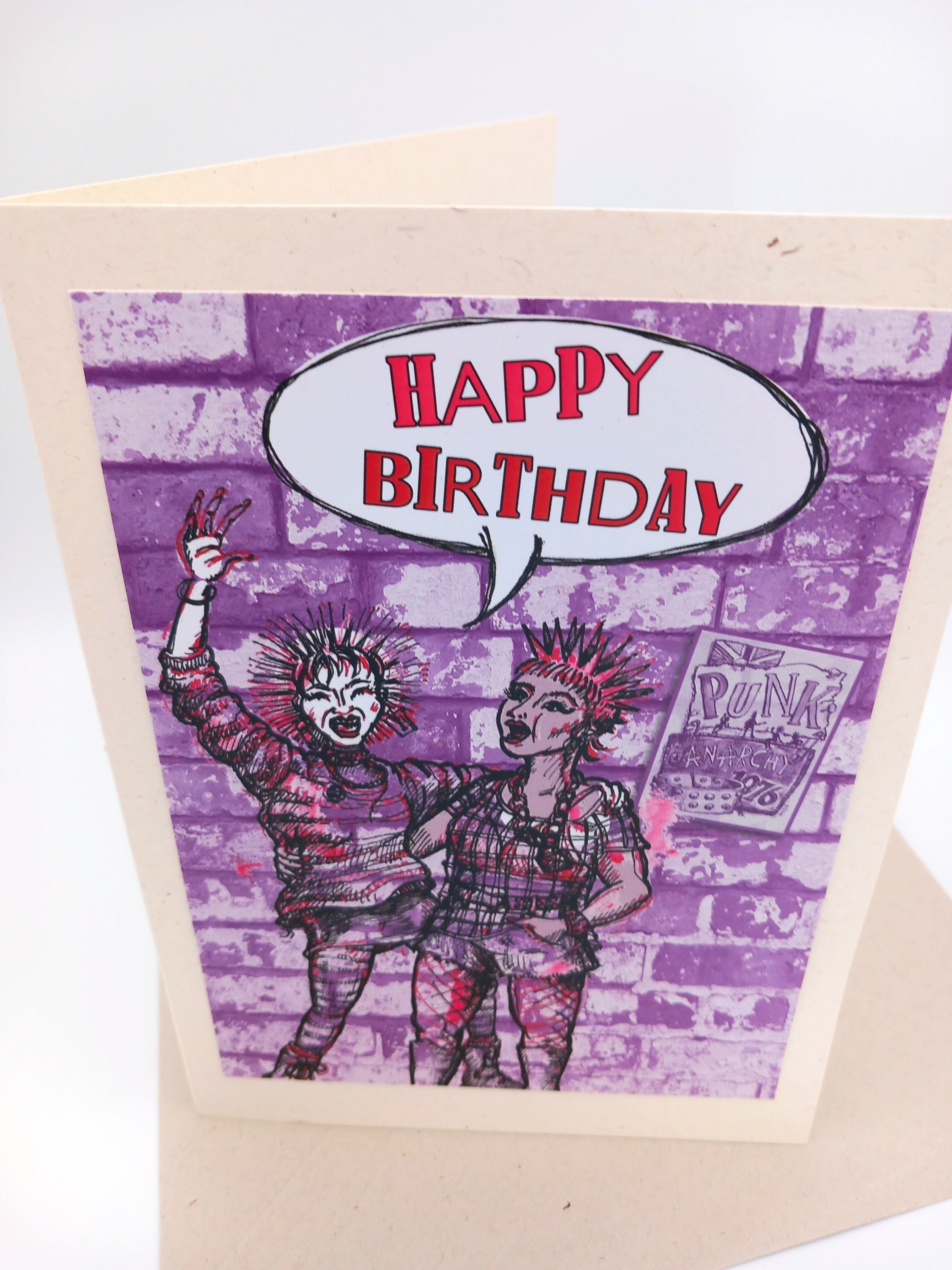 Punk Birthday Card, Punk Art Card, Punk Rock Art, 1970's Punk Card ...