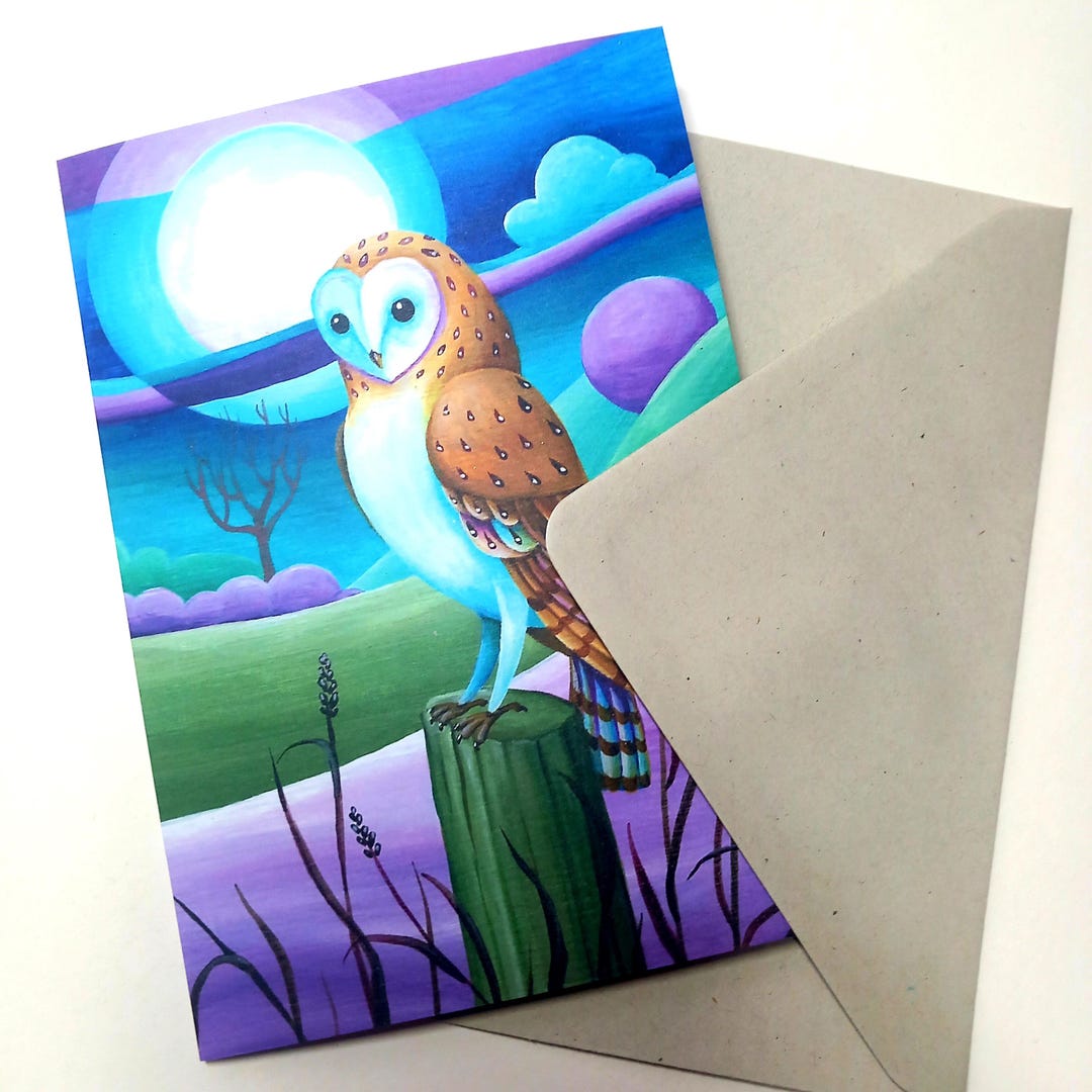 Barn Owl Card, Bird Art Card, Card for Owl Lovers, Bird Watcher ...