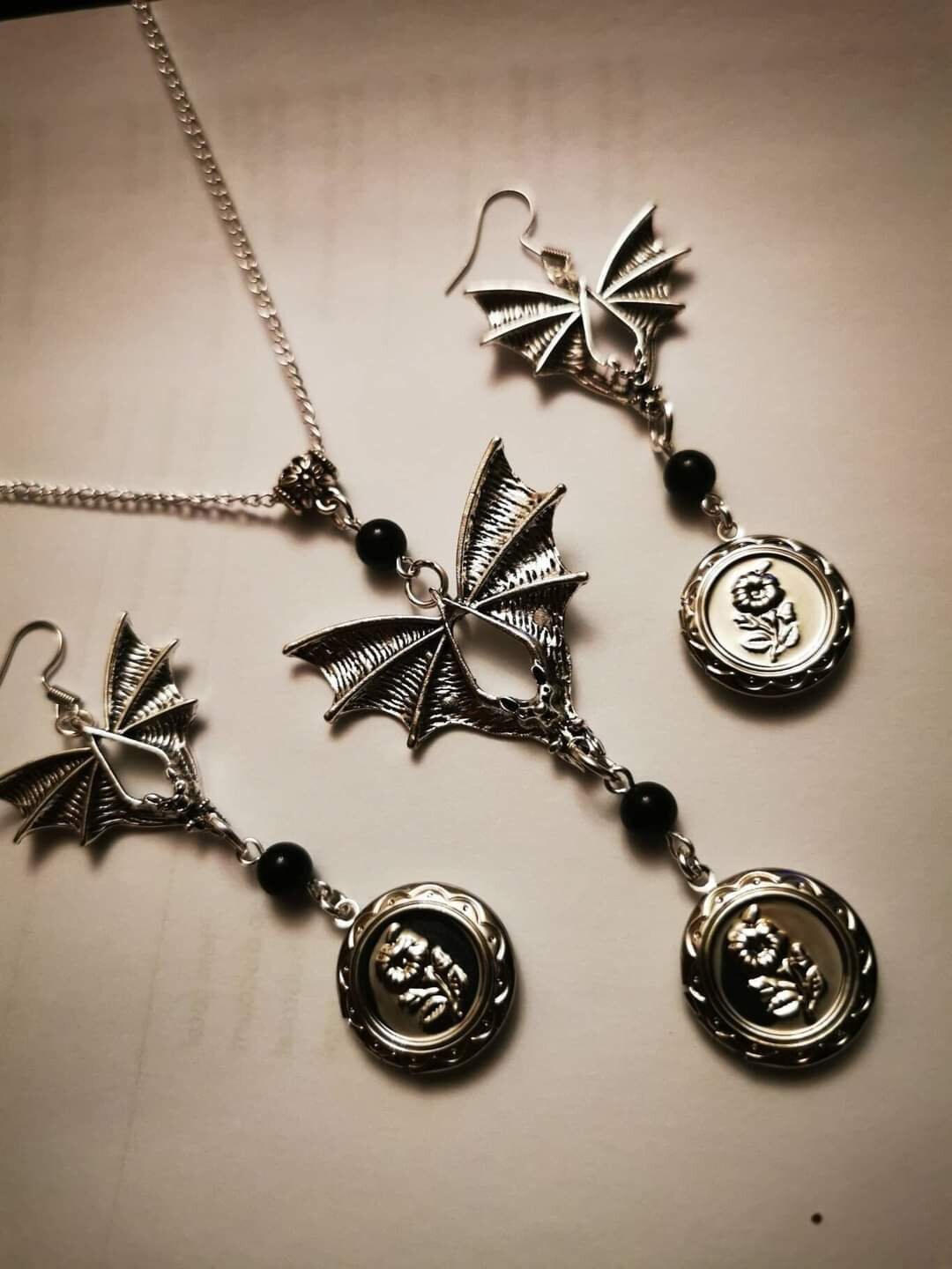 Vampire Bat and Locket Set Gothic Unisex Wedding Jewellery Prom Locket ...