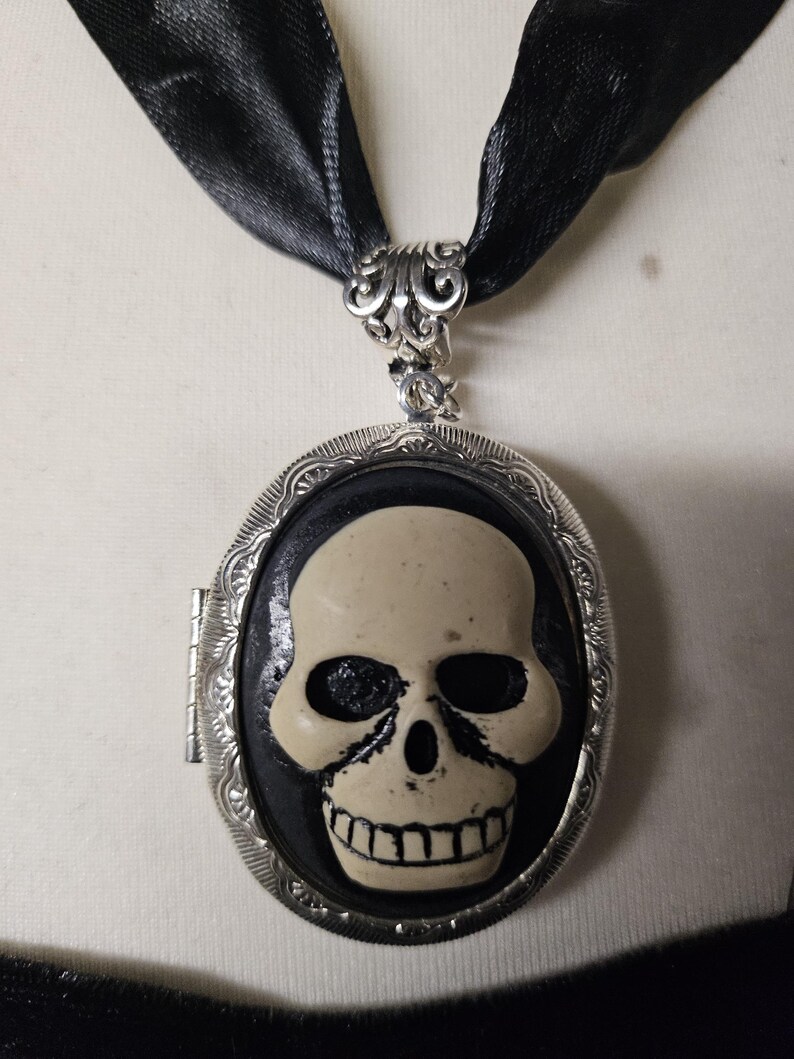 Steampunk Gothic Large Locket on Ribbon Choker Necklace - Etsy
