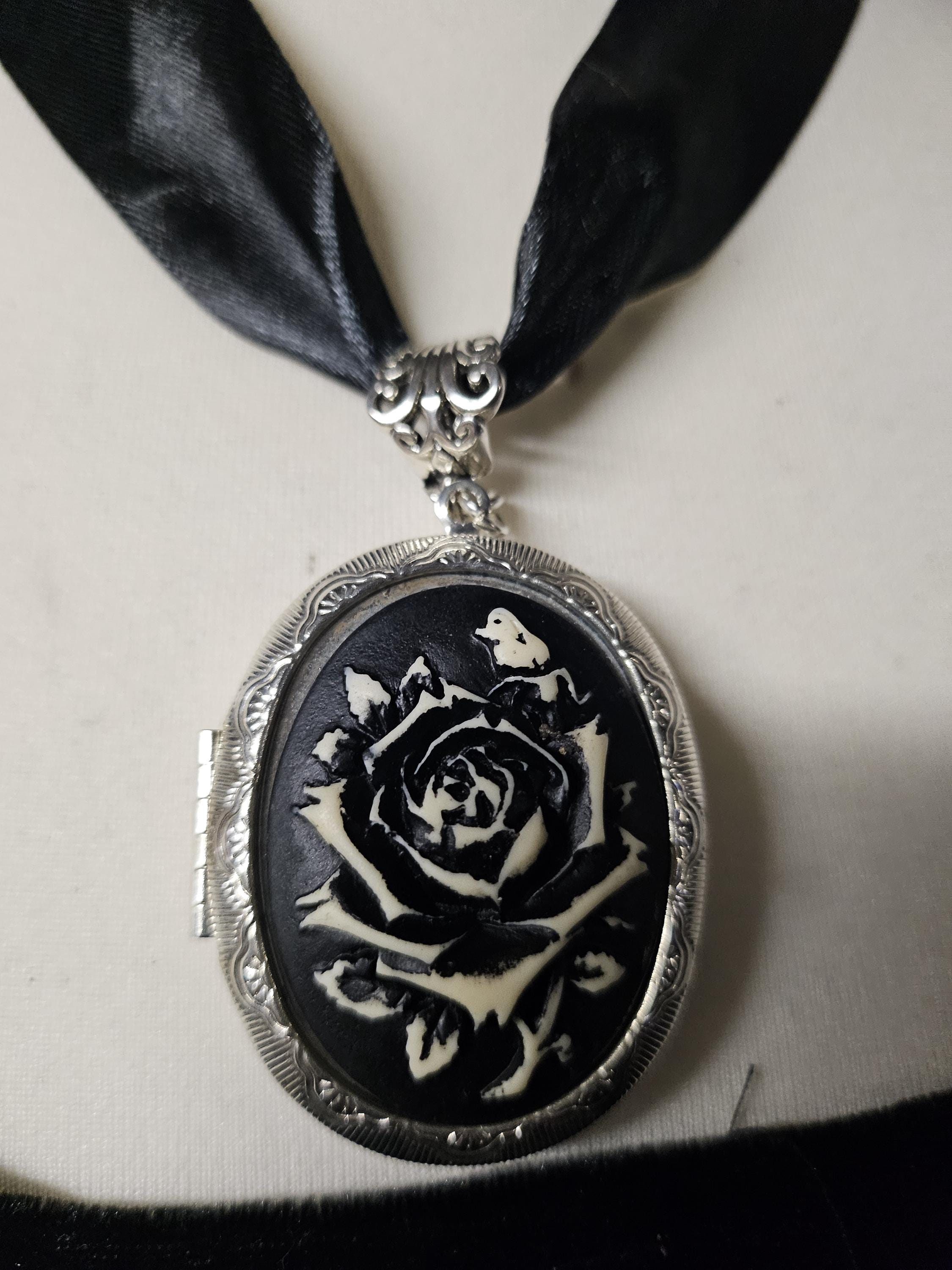 Steampunk Gothic Large Locket on Ribbon Choker Necklace - Etsy