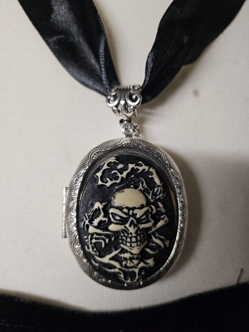 Steampunk Gothic Large Locket on Ribbon Choker Necklace - Etsy