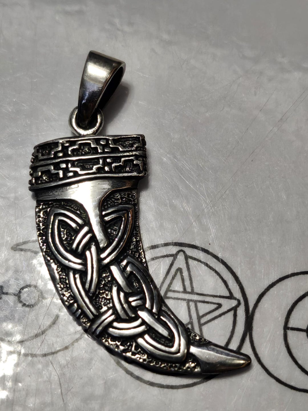 Sterling Silver Celtic Wolf Tooth Pendant Unisex Celtic Pagan Witchy - Etsy