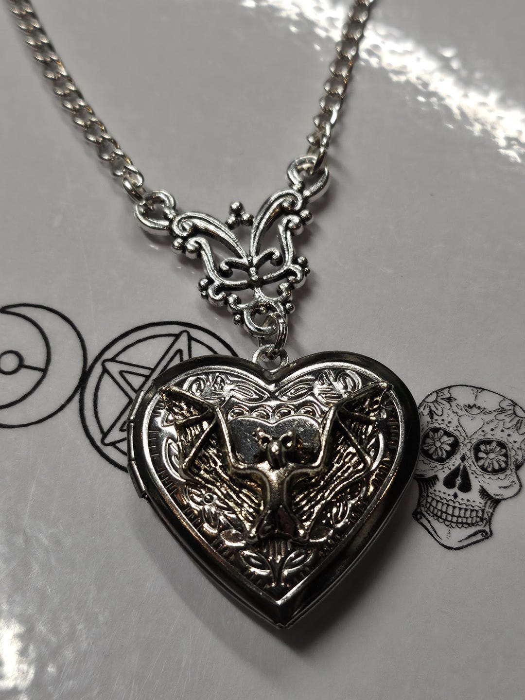 Stainless Steal Vampire Bat Locket Necklace Unisex Made to Measure Gothic - Etsy UK