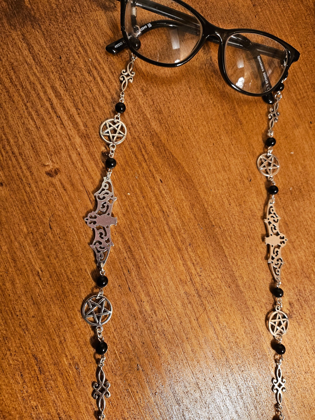 Gemstone and Vampire Bat Glasses Chain Spectical Gothic Steampunk Chain ...