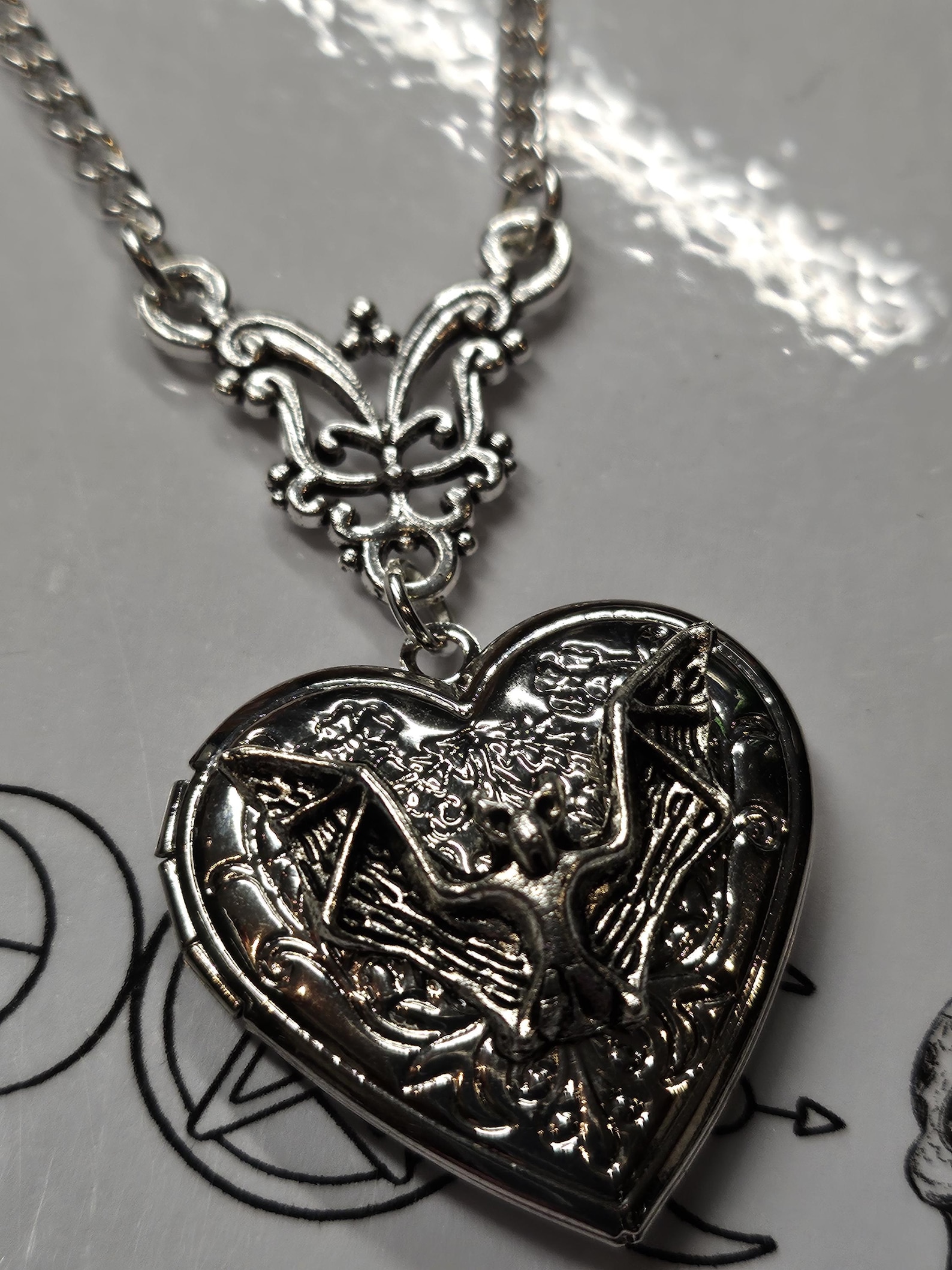 Stainless Steel Heart Shaped Locket With Vampire Bat - Etsy
