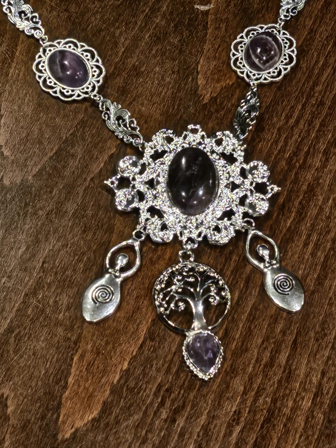 Gemstone Tree of Life and Goddess Pendant Necklace Celtic Pagan Witchy ...