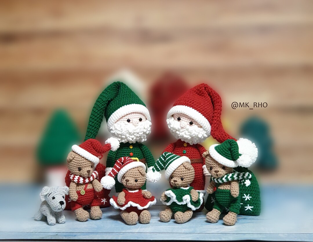 Santa and Christmas Bear, Crochet Christmas Pattern, Amigurumi Pattern ...