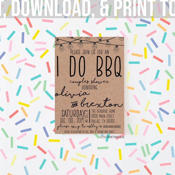 Printable I Do Bbq Invitation - Etsy