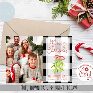 Buffalo Check Christmas Card Template Happy Holidays Family Photo Card ...