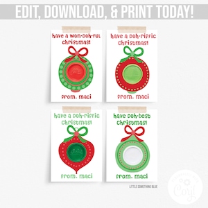 Printable Christmas Play Dough Cards Holiday Playdoh Favors Christmas ...