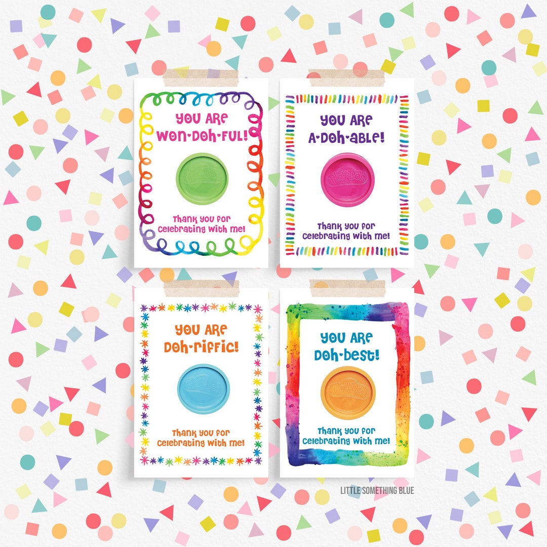 Playdoh Printable Party Favors Candy Free Party Favor Non-candy Card ...