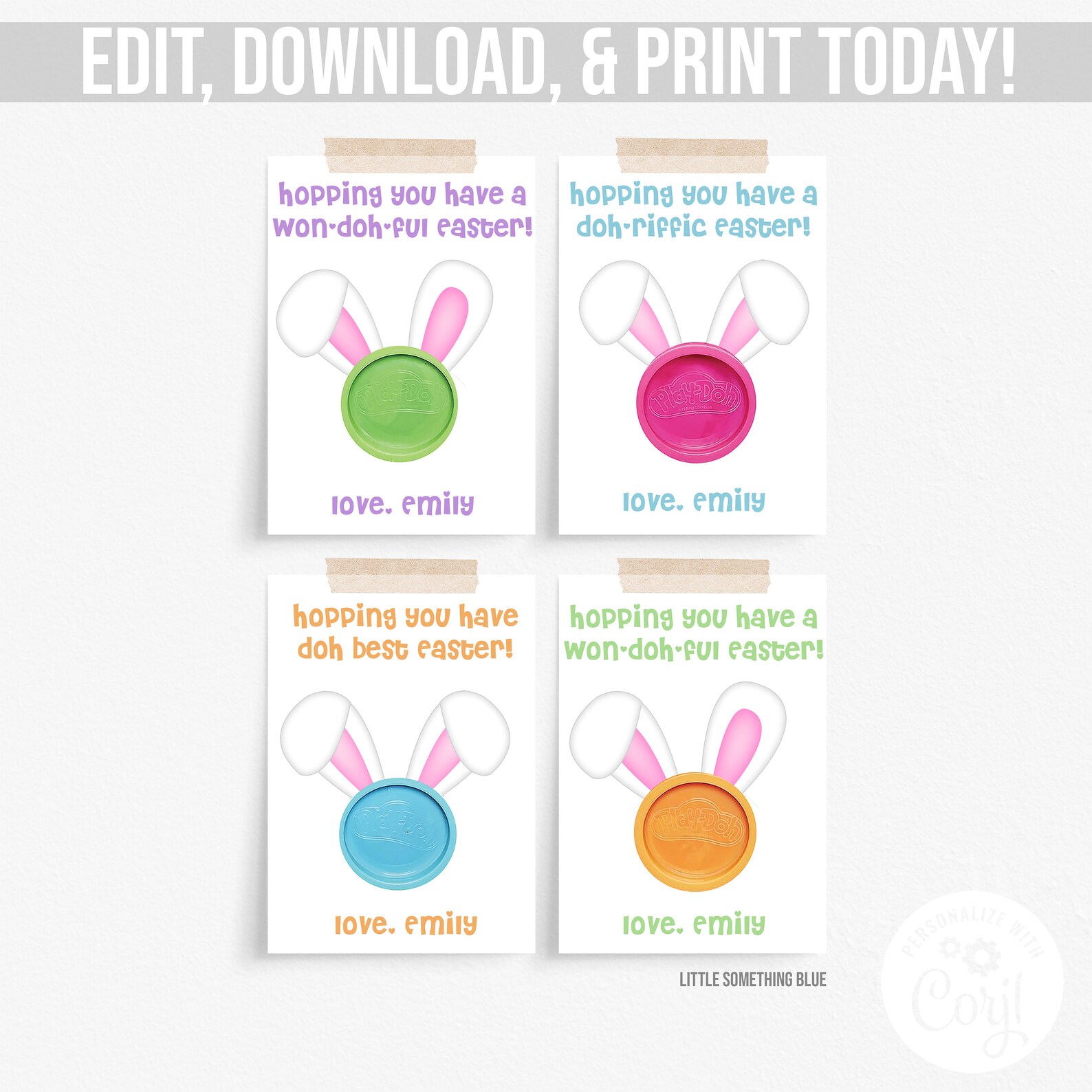 Playdoh Printable Easter Cards Candy Free Easter Non-candy - Etsy
