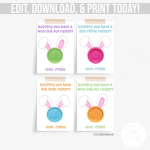 Playdoh Printable Easter Cards Candy Free Easter Non-candy Card Kids ...
