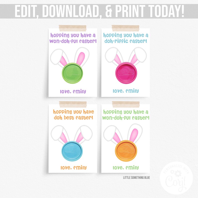Playdoh Printable Easter Cards Candy Free Easter Non-candy - Etsy