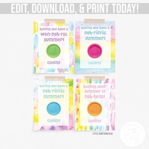 Playdoh Printable Summer Cards Candy Free Last Day of School Non-candy ...