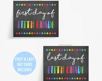 First Day of Fifth Grade Sign Back to School Sign 1st Day - Etsy