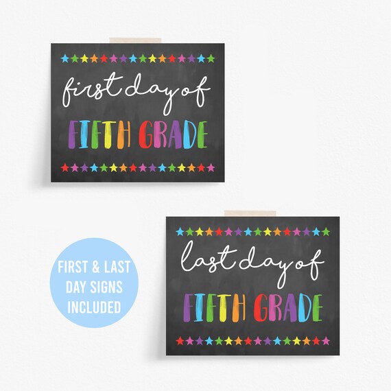 First Day of Fifth Grade Sign First Day of School Sign First - Etsy