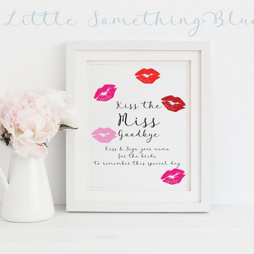 Kiss the Miss Goodbye Tag Printable Labels for Bridal Shower - Etsy