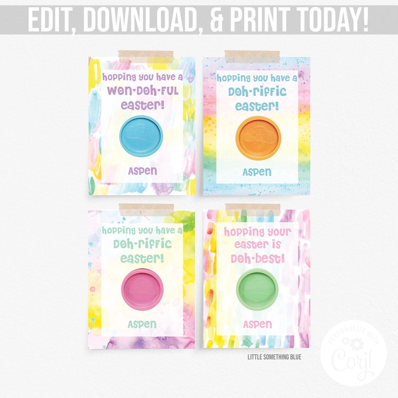 Playdoh Printable Easter Cards Candy Free Easter Non-candy - Etsy