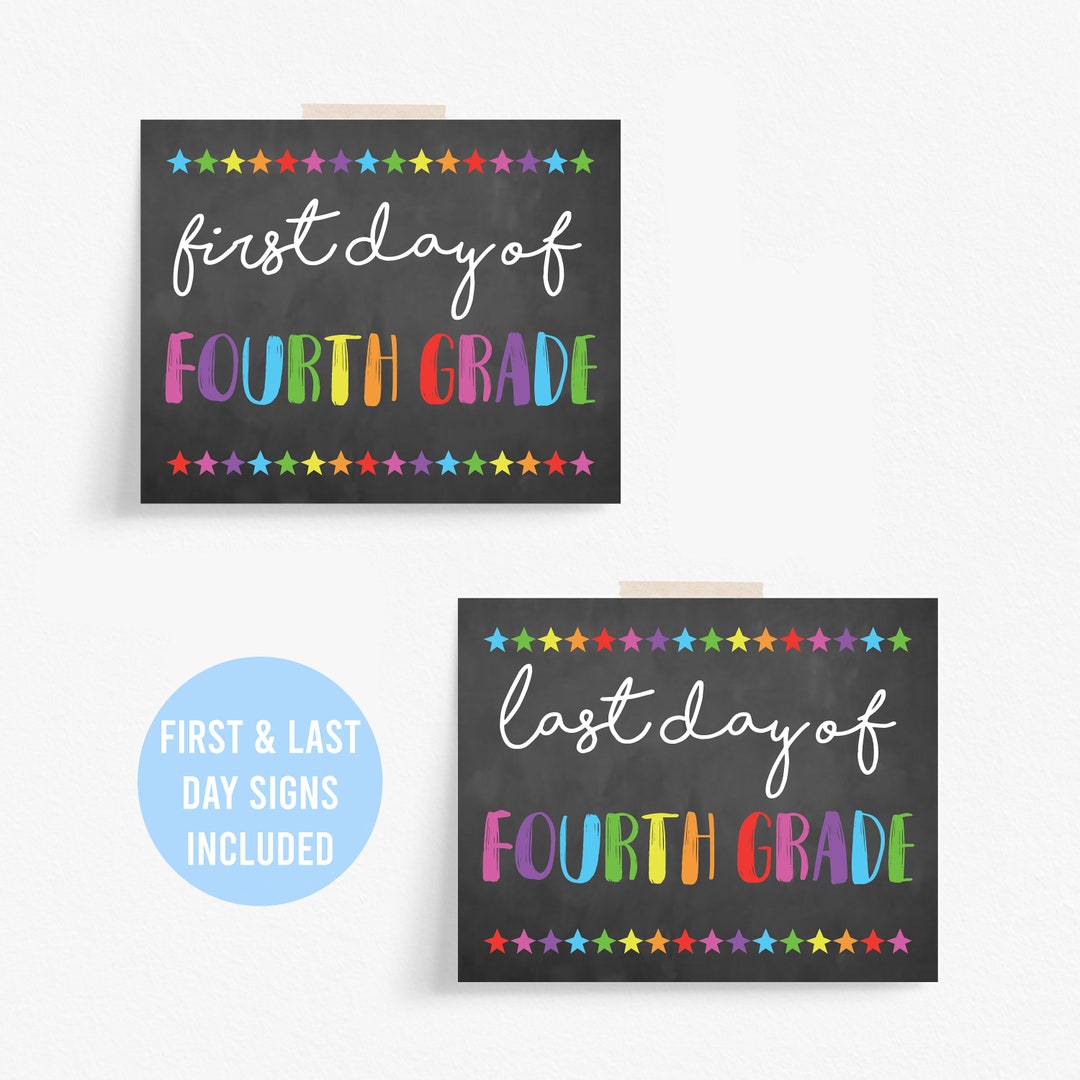 First Day of Fourth Grade Sign First Day of School Sign First - Etsy