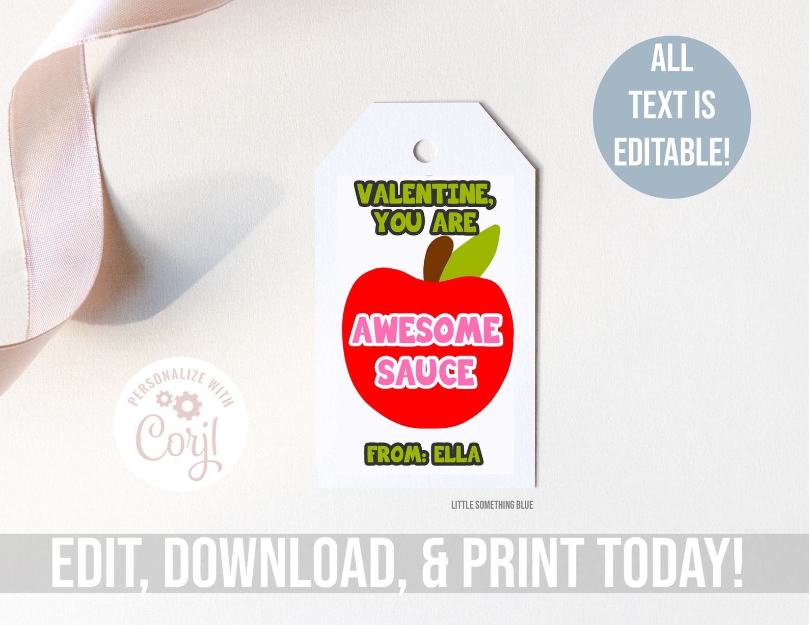 PRINTABLE Valentine You Are Awesome-sauce Applesauce Pouch - Etsy
