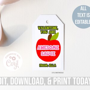 PRINTABLE Valentine You Are Awesome-sauce Applesauce Pouch - Etsy