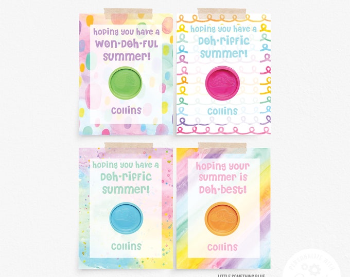 Summer, End of the Year Gift, Play Doh Gift Card Printable, Teacher ...