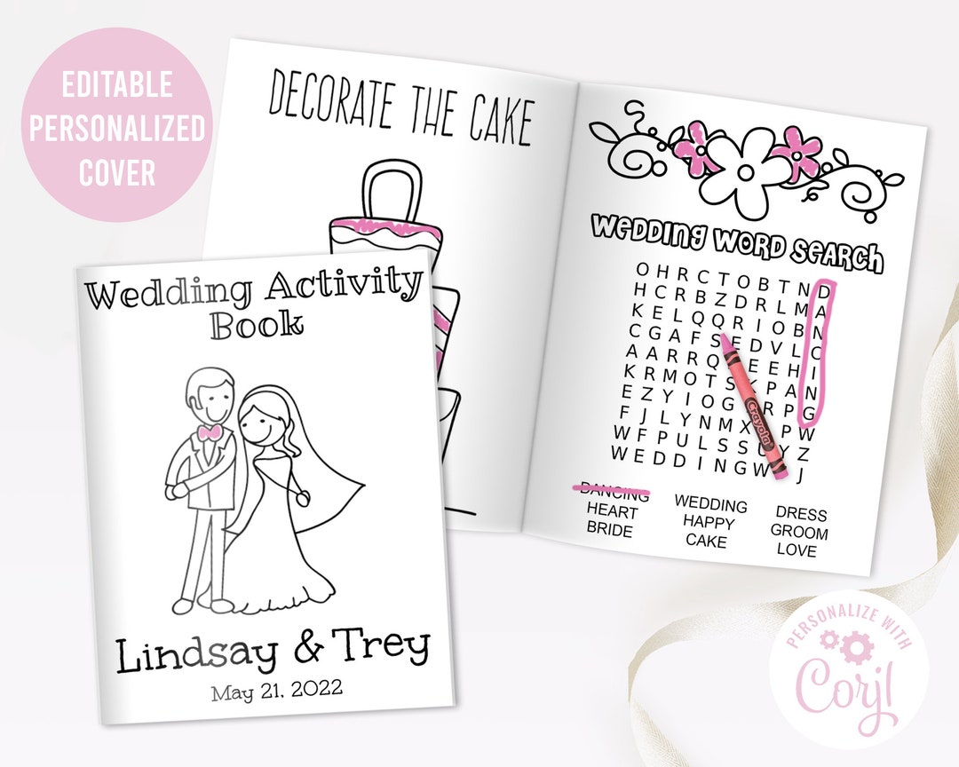 Wedding Coloring Book Kids Wedding Favors Personalized & Printable ...