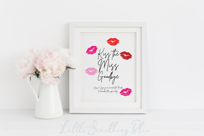 Printable Kiss the Miss Goodbye Sign Kisses Guestbook - Etsy