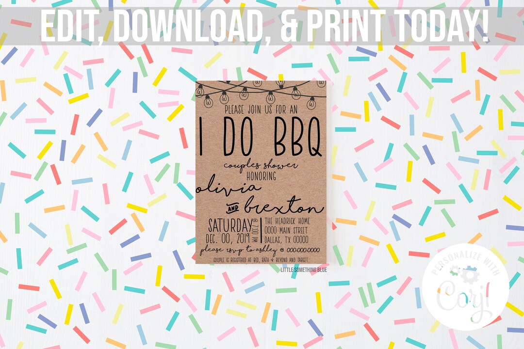 Printable I DO BBQ Invitation Engagement Party Couples Shower Rehearsal ...